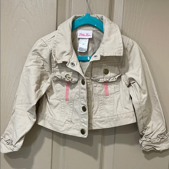 Little Lass | Jackets & Coats | Little Lass Beige Denim Jacket With ...